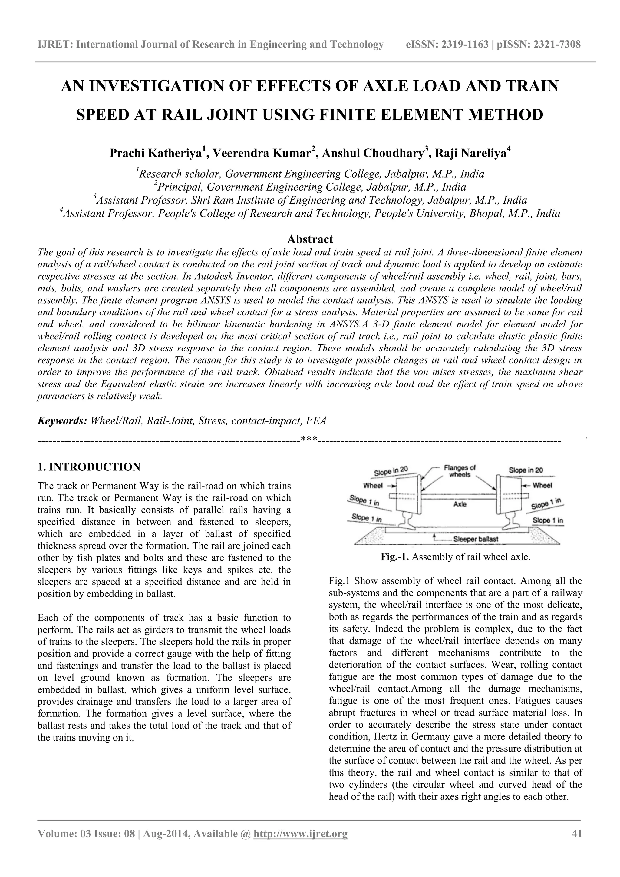 An Investigation Of Effects Of Axle Load And Train Speed At Rail Joint