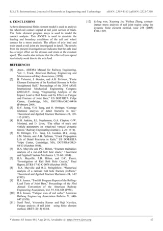 An investigation of effects of axle load and train speed at rail joint using finite element ...