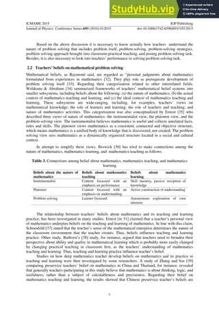An Investigation Of Secondary Teachers Understanding And Belief On ...