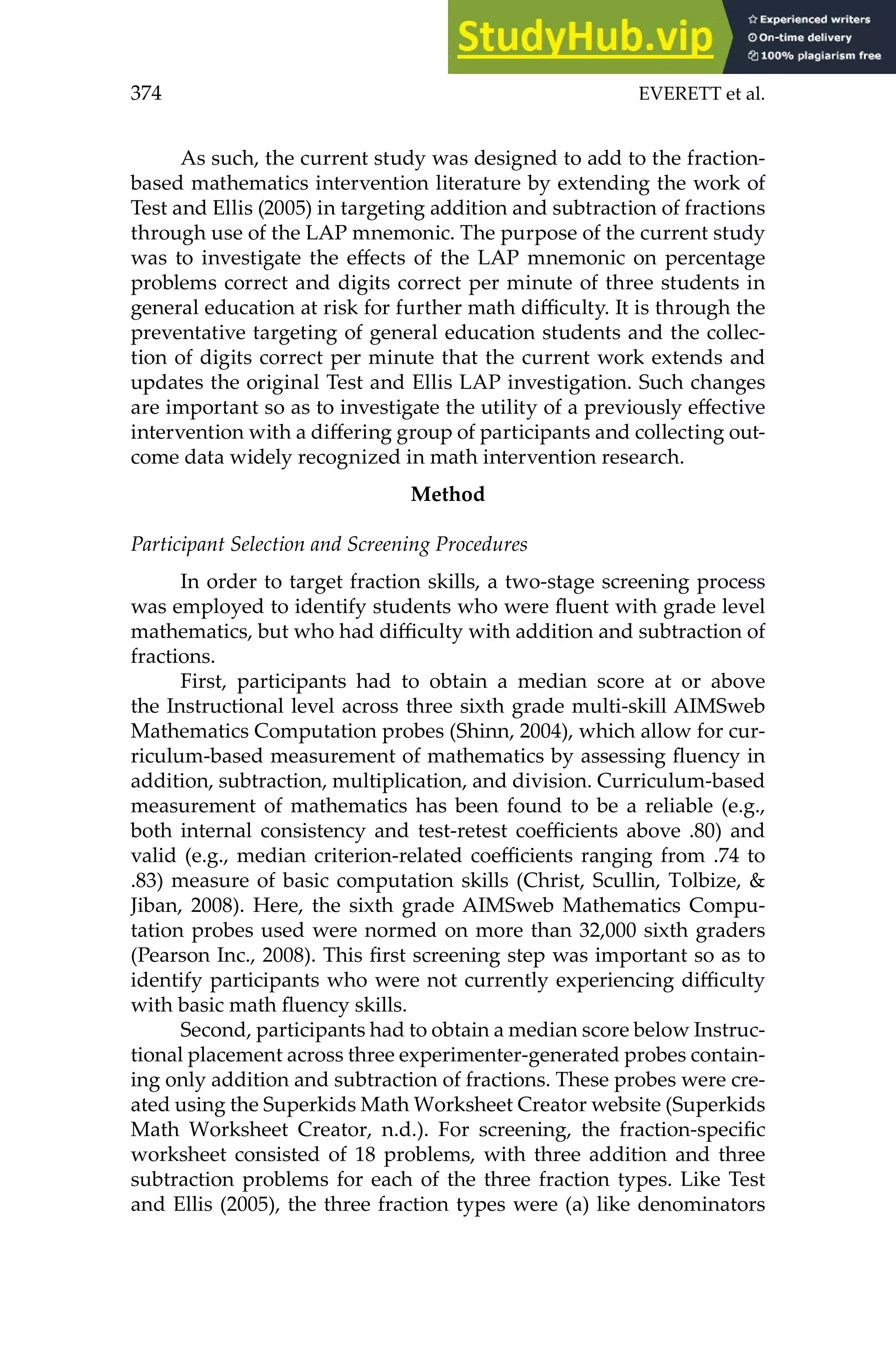 An Investigation Of The Look-Ask-Pick Mnemonic To Improve Fraction ...