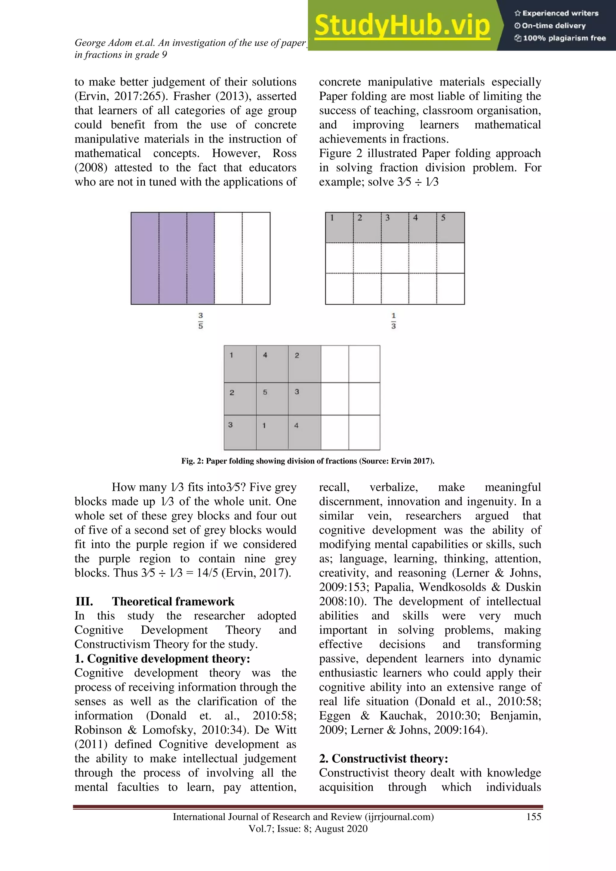 An Investigation Of The Use Of Paper Folding Manipulative Material On ...