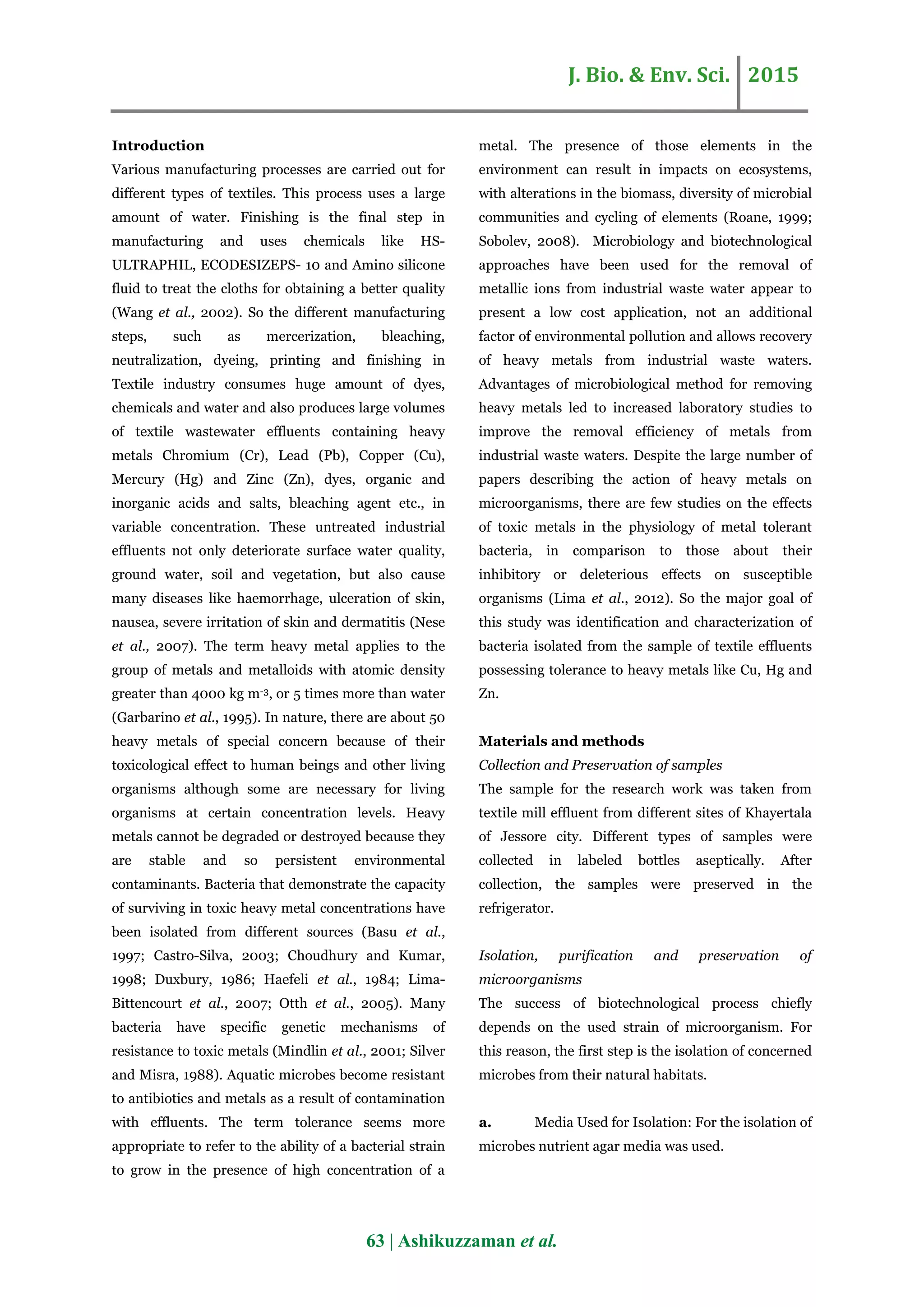An investigation on heavy metal tolerance properties of bacteria ...