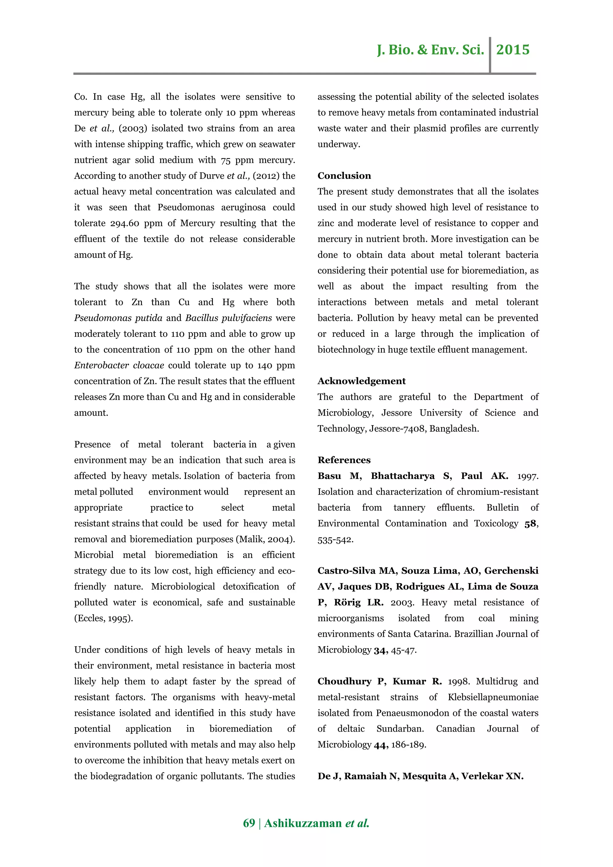 An investigation on heavy metal tolerance properties of bacteria ...