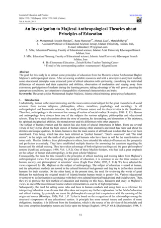 An investigation to majlessi anthropological theories about principles ...