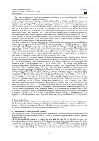 An investigation to majlessi anthropological theories about principles of education | PDF