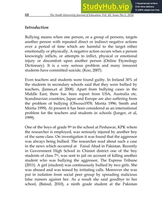 An Investigation To The Causes And Effects Of Bullying In Secondary ...