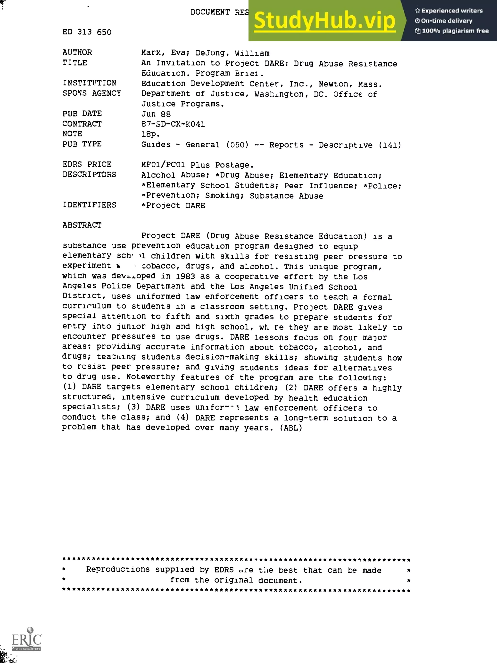 An Invitation To Project DARE Drug Abuse Resistance Education. Program ...