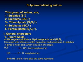 qualitative inorganic analysis anions dry and wet | PPT