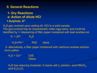 qualitative inorganic analysis anions dry and wet | PPT