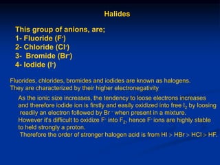 qualitative inorganic analysis anions dry and wet | PPT