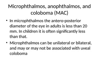 Aniridia, Microphthalmos, Coloboma, Albinism.ppt