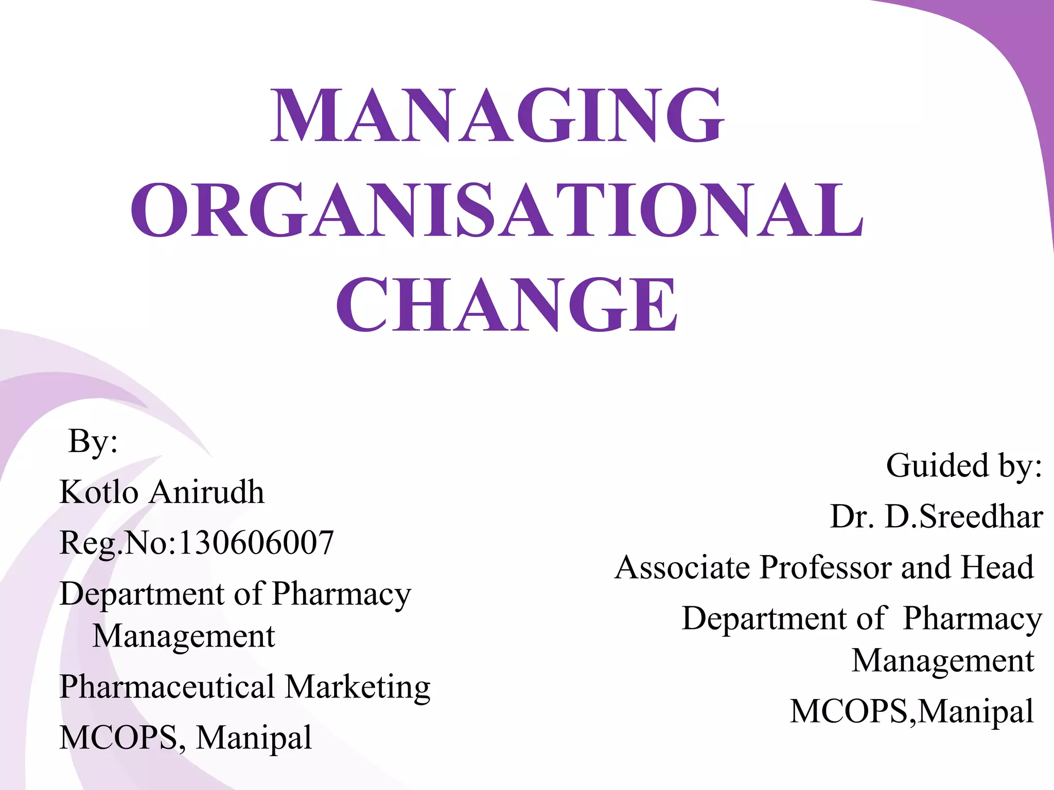 Managing Organisational Change | PPT