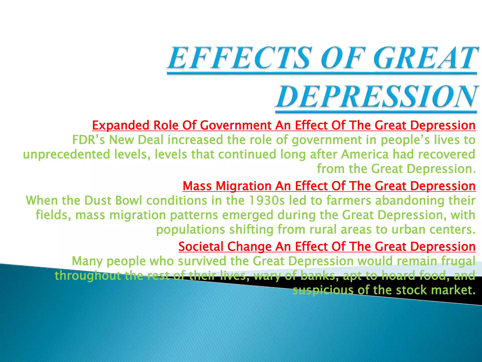 THE GREAT DEPRESSION AND ITS EFFECTS. | PPTX