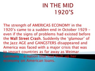THE GREAT DEPRESSION AND ITS EFFECTS. | PPTX