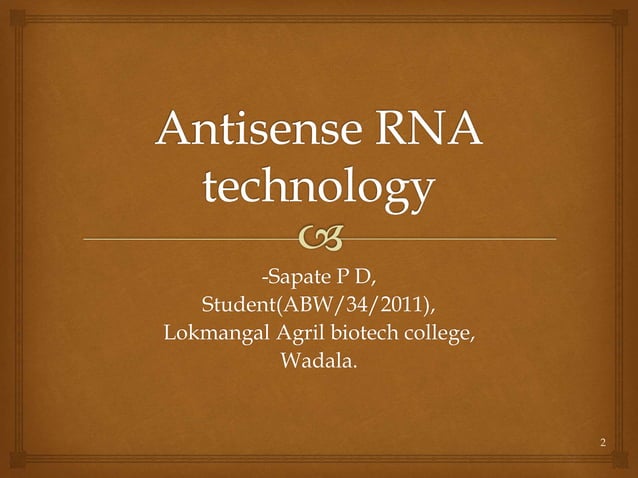 Antisense RNA technology | PPTX