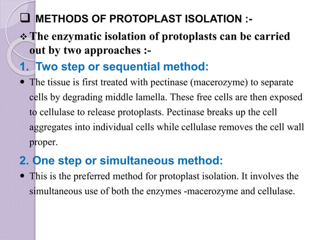 Protoplast isolation,culture & fusion | PPTX | Biological Sciences ...