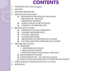 Protoplast isolation,culture & fusion | PPTX