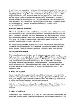 Anthony Anish Hyderabad News: Inspiring Journey from Air Force Pilot to ...