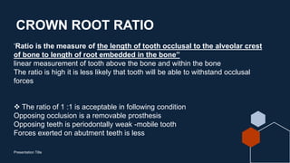 Diagnosis and treatment planning in fpd and abutment evaluation | PPTX