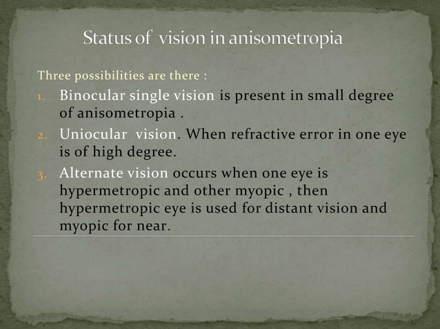 Anisometropia | PPTX | Eye and Vision Conditions | Diseases and Conditions