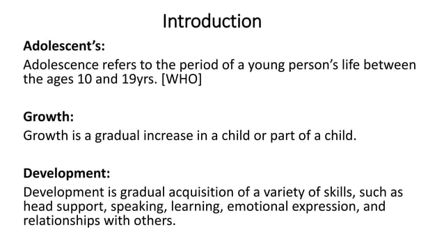 adolescent special need for growth and development | PPT