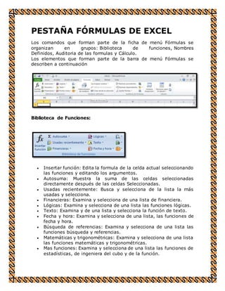 PESTAÑA FORMULAS DE EXCEL | DOCX