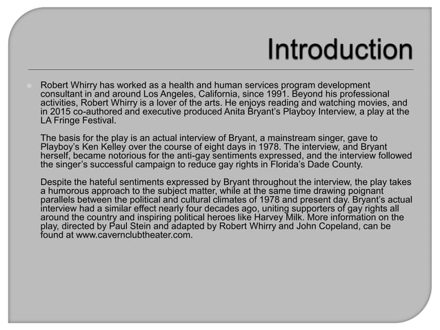 Anita Bryant's Playboy Interview: The Play | PPTX