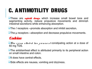 Pharmacology of antidiarrheal drugs | PPT | Digestive Disorders ...