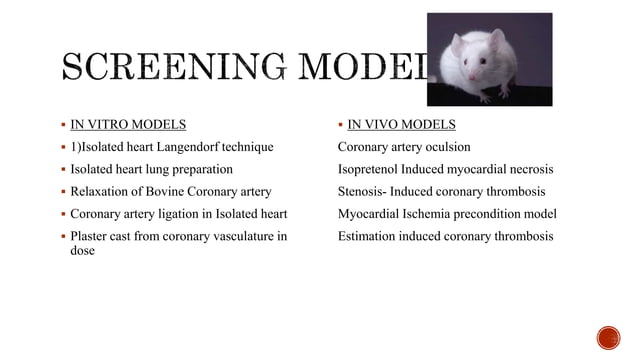 Screening model of antianginal drugs | PPTX | First Aid | Injuries