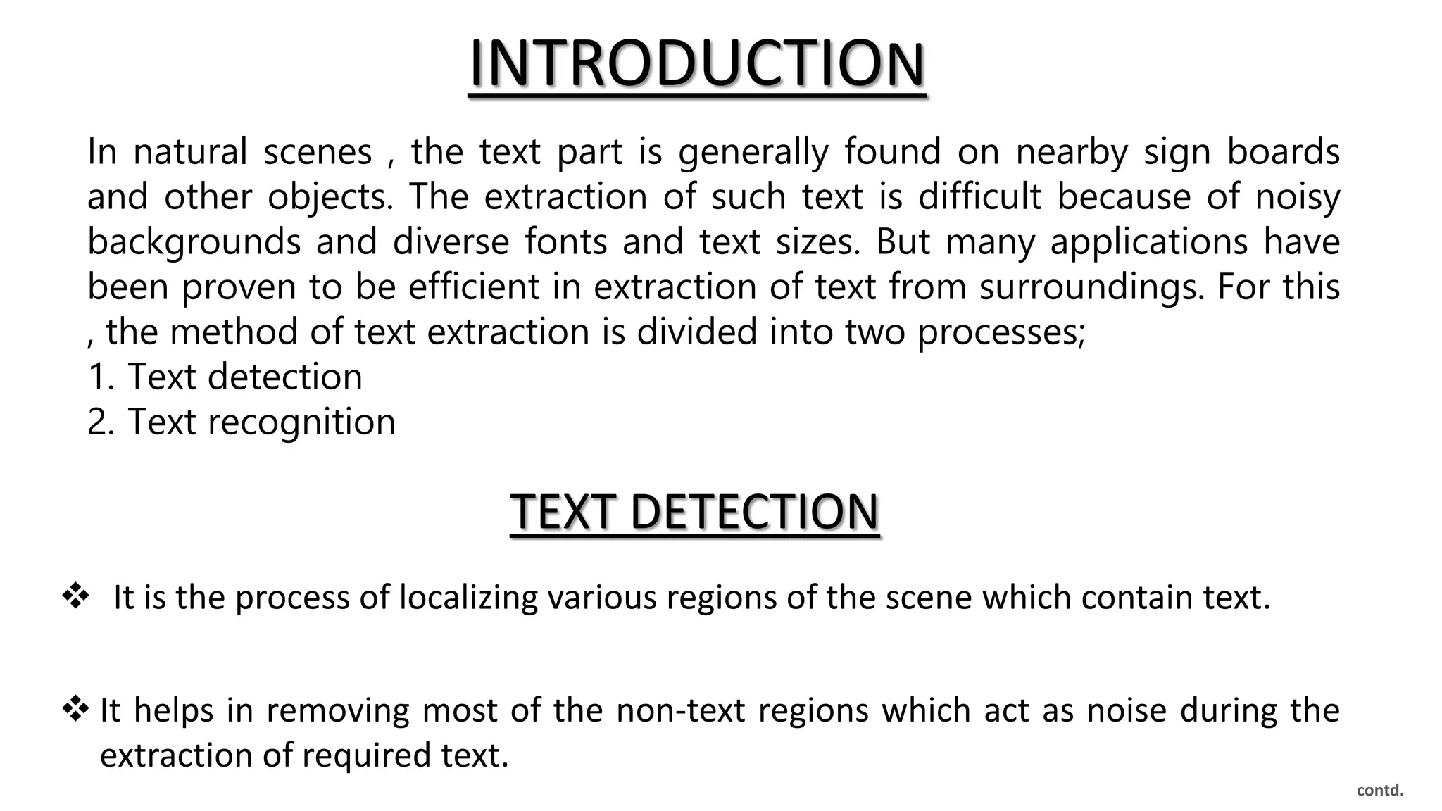 Text detection and recognition from natural scenes | PPTX
