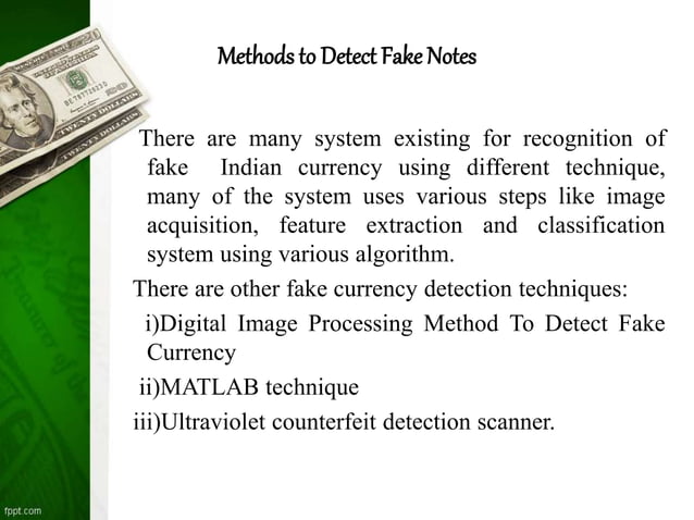 Paper Currency Recognigation With Counterfeit Detection Using Image Processing Ppt