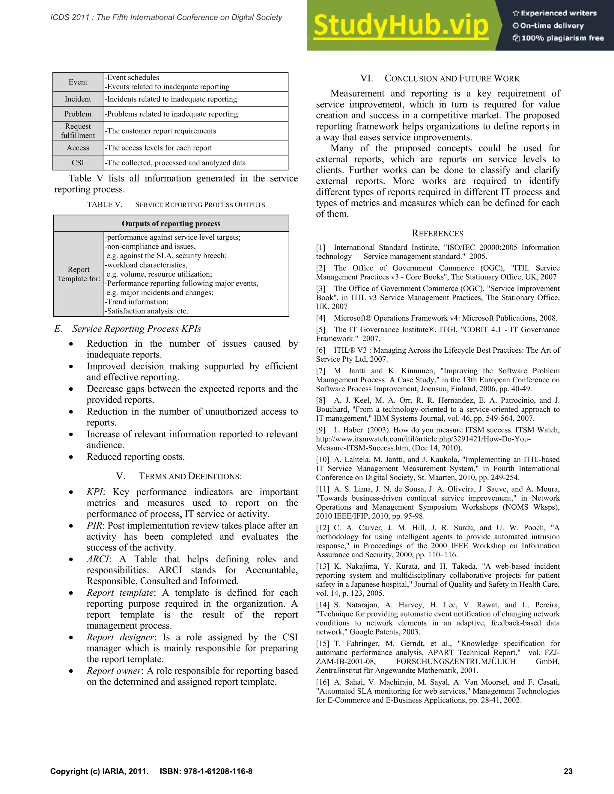 An IT Service Reporting Framework for Effective Implementation of ITIL ...