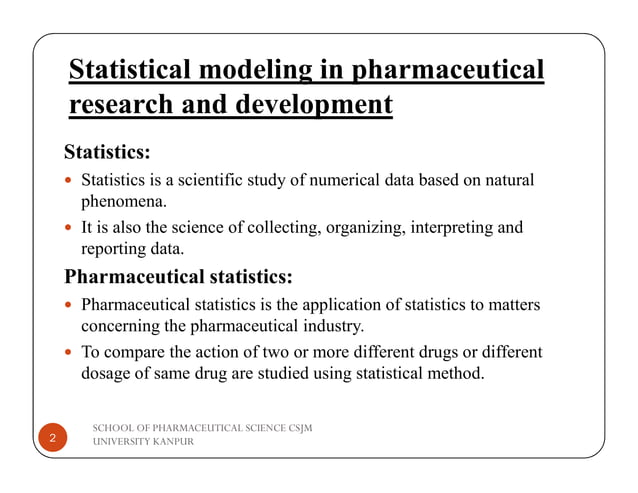 Statistical modeling in pharmaceutical research and development. | PDF