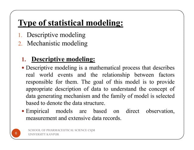 Statistical modeling in pharmaceutical research and development. | PDF