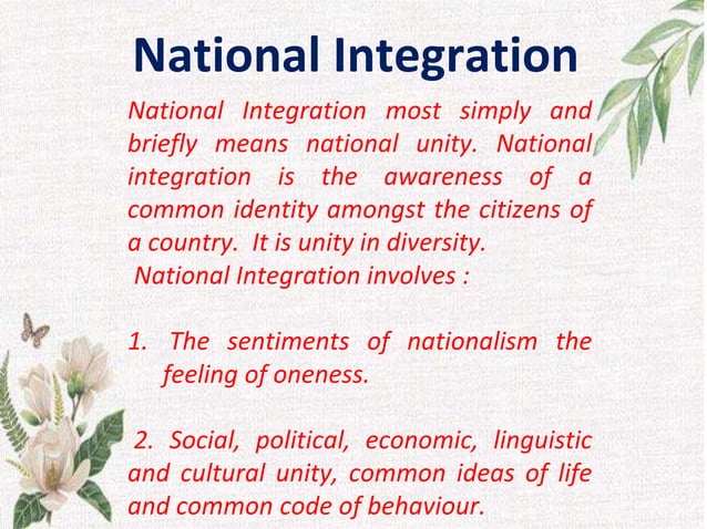National and emotional integration | PPTX | Secondary Education | Education