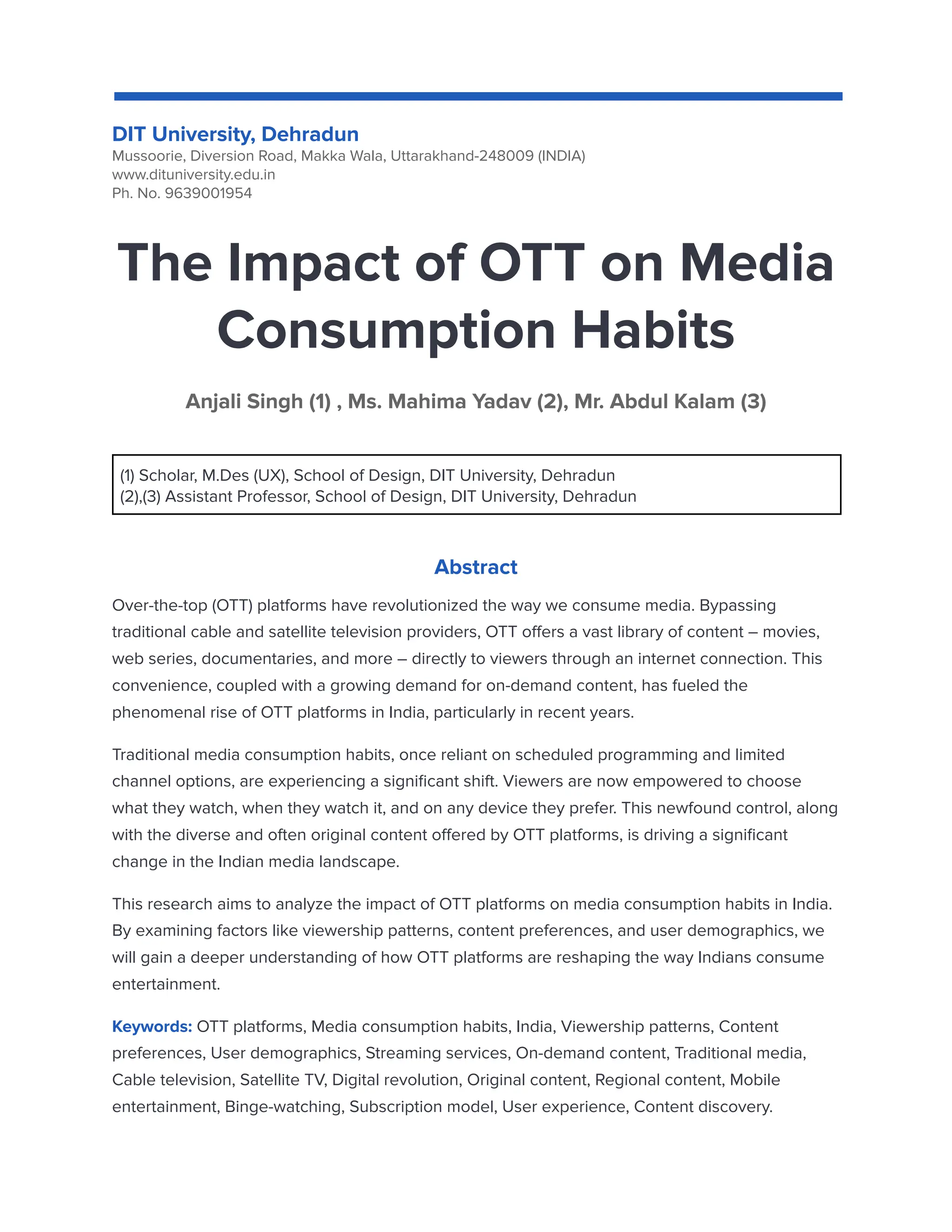 The Impact of OTT on Media Consumption Habits | PDF