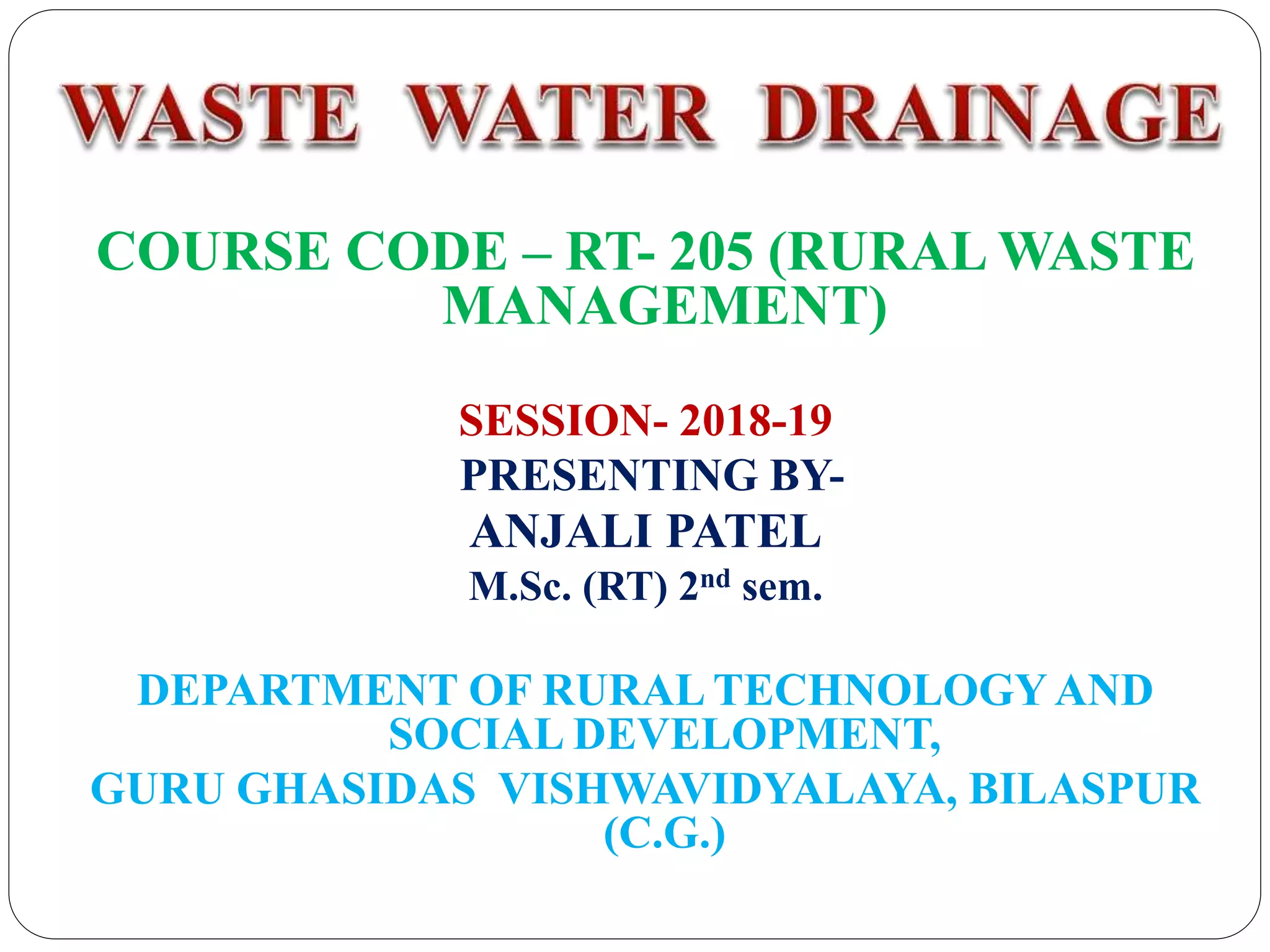waste water drainage | PPTX
