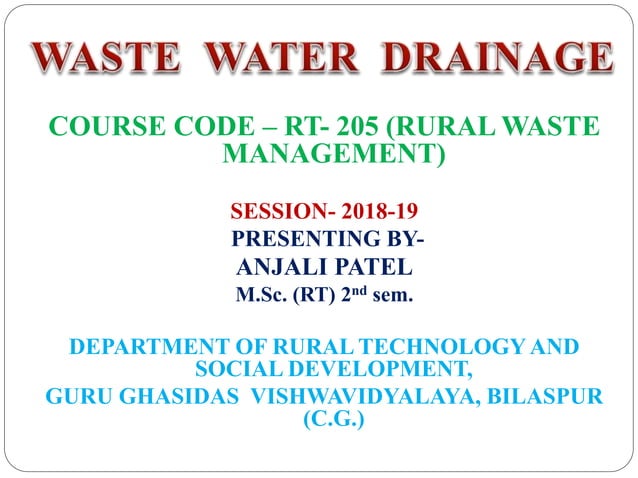 waste water drainage | PPTX | Indoor Environmental Quality | Home & Garden