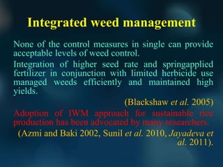 Weed Management in Direct Seeded Rice - By Anjali Patel mam (IGKV ...