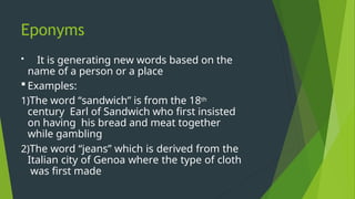 Word formation processess in linguistics. | PPT