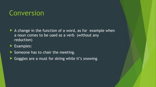 Word formation processess in linguistics. | PPT