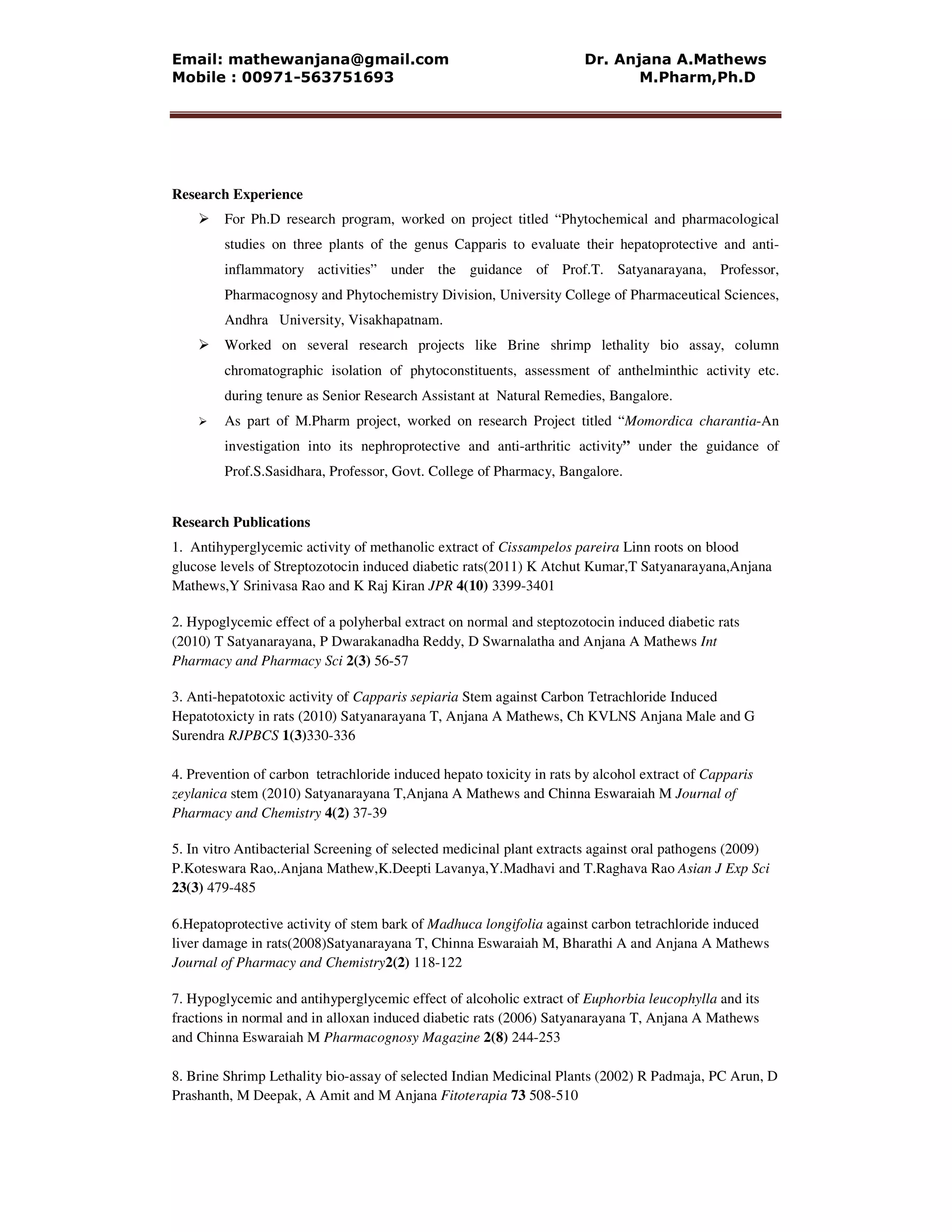 Anjana's bio data | PDF