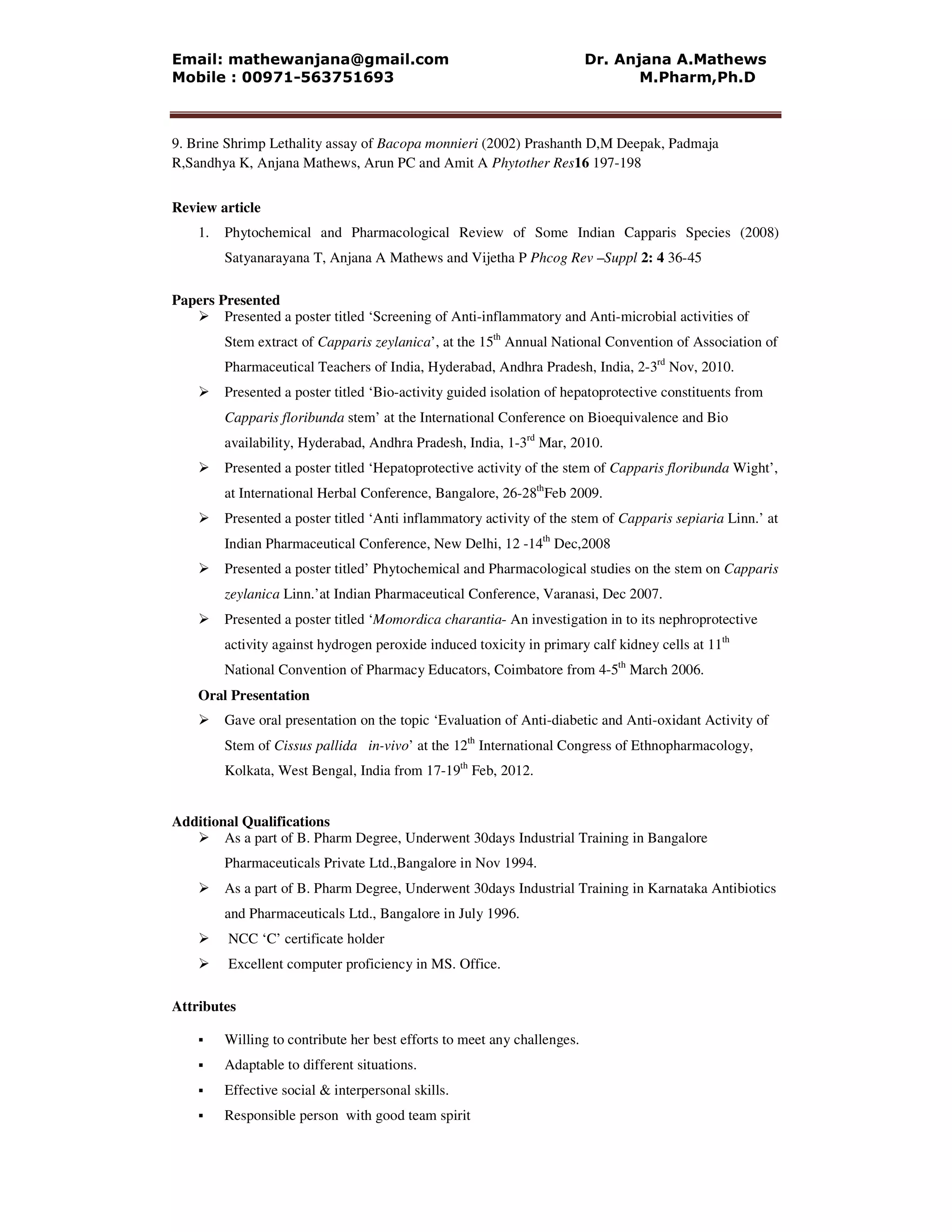 Anjana's bio data | PDF