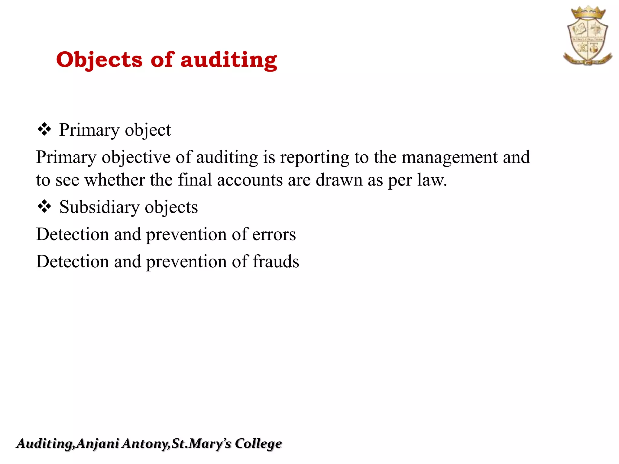 Auditing: Introduction And Objectives | PPTX