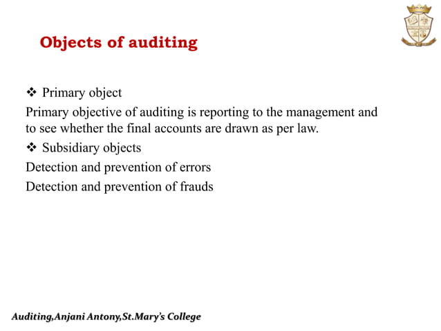 Auditing: Introduction And Objectives | PPTX | Business Accounting ...