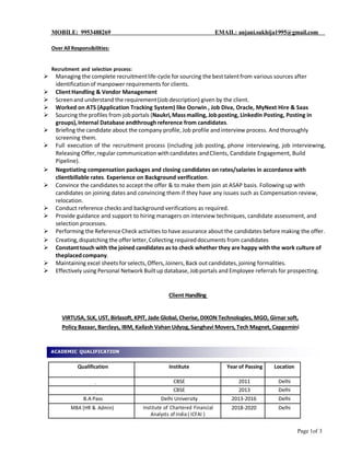 Anjani Bajaj Professional Resume | PDF | Resume Writing and Advice ...