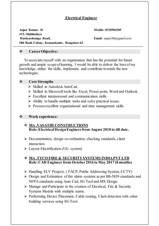 Anjan kumar H Electrical engineer | PDF