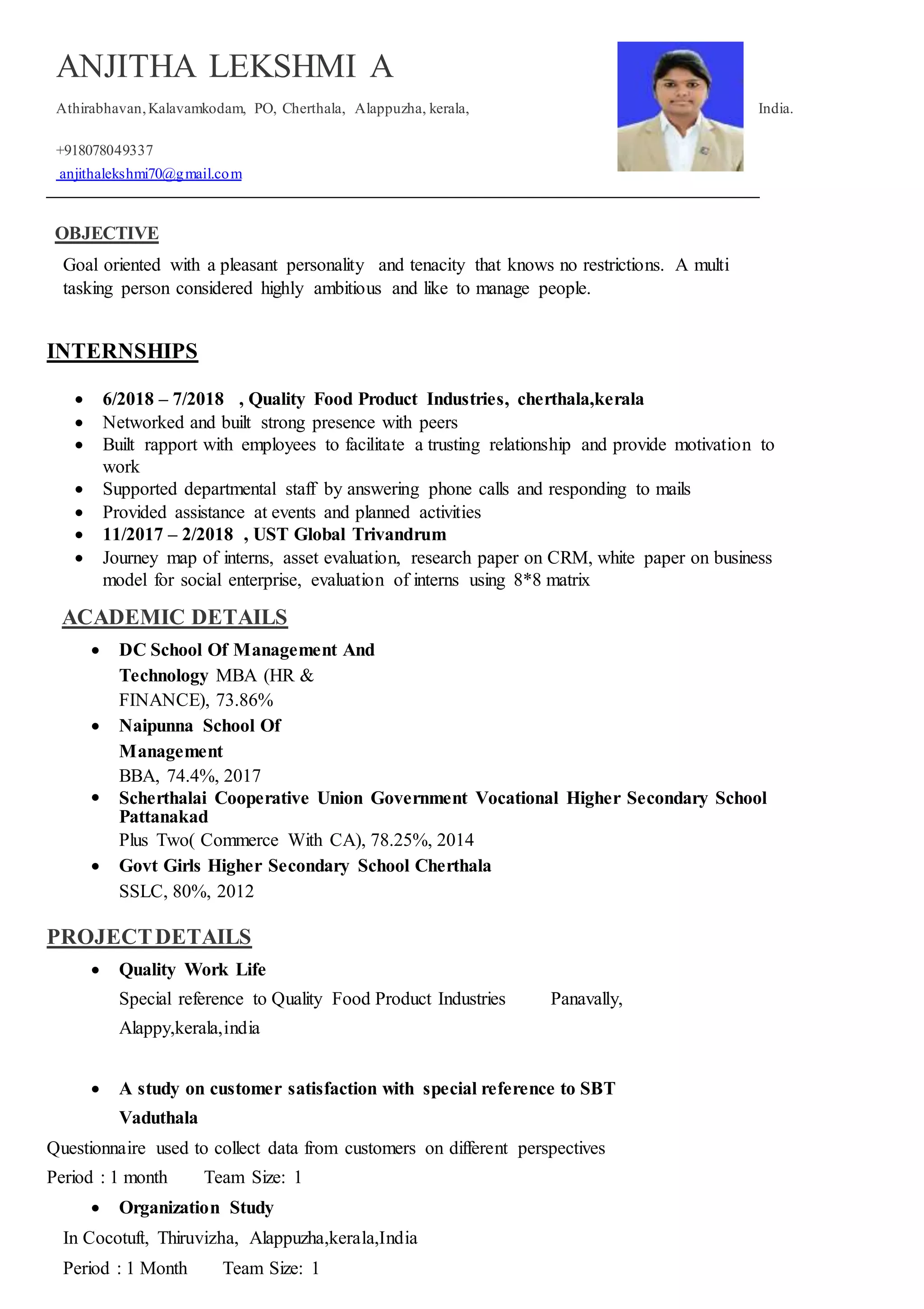 Anjitha lekshmi A | DOCX