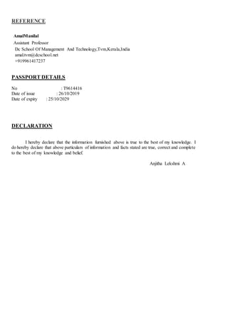 Anjitha lekshmi A | DOCX