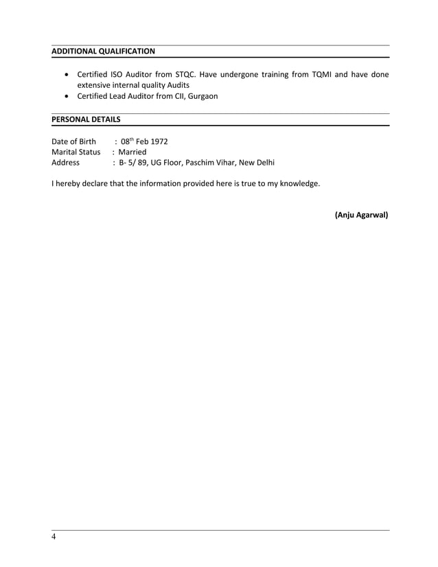 Anju agarwal resume | PDF